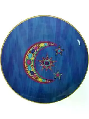 LES-OTTOMANS Small Moon-print Tray - Blue