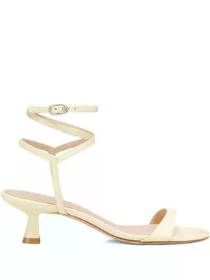 STUART WEITZMAN Round-toe Heeled Leather Sandals - Neutrals