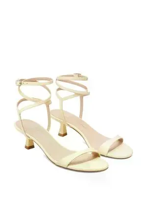 STUART WEITZMAN Round-toe Heeled Leather Sandals - Neutrals