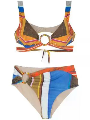 AMIR SLAMA Striped Print Eco Bikini Set - Multicolour