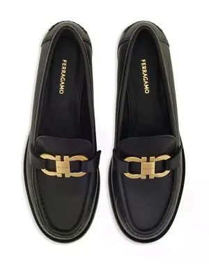 FERRAGAMO Logo-plaque Calf Leather Loafers