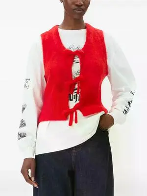 GANNI Bow Detailing Sleeveless Vest - Red
