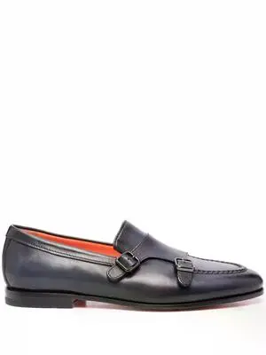 Santoni Side Buckle Monk Strap Shoes - Blue