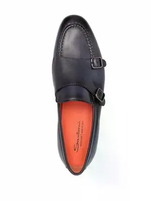 Santoni Side Buckle Monk Strap Shoes - Blue