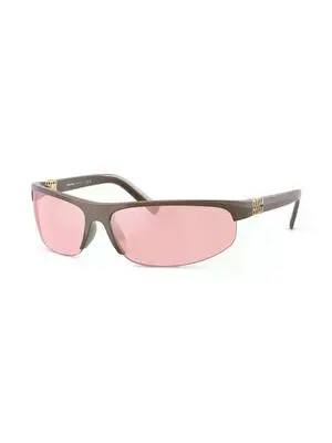 Miu Miu Logo-plaque Shield Sunglasses - Brown