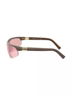 Miu Miu Logo-plaque Shield Sunglasses - Brown