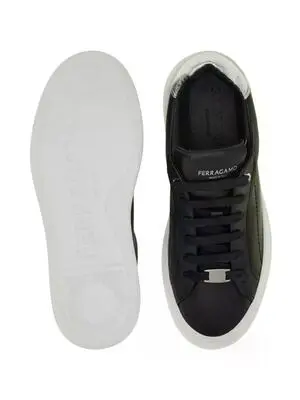FERRAGAMO Logo-patch Leather Sneakers - Black