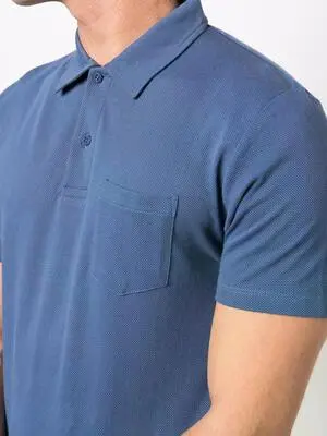 Sunspel Pocket Cotton Polo Shirt - Blue