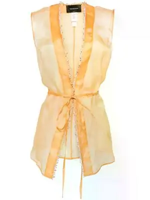 Fabiana Filippi Beaded-trim Silk Gilet - Orange