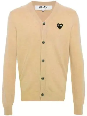 Play Comme Des Garcon Heart-patch Wool Cardigan