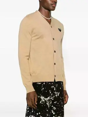 Play Comme Des Garcon Heart-patch Wool Cardigan