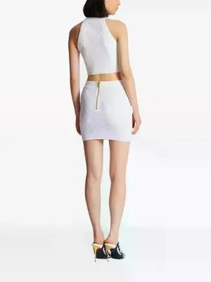 Balmain 6-button Fine-knit Mini Skirt - White
