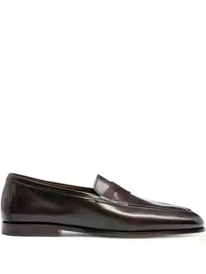 Santoni Carlo Leather Loafers - Brown