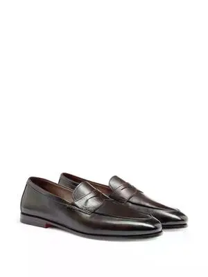 Santoni Carlo Leather Loafers - Brown