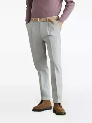 Brunello Cucinelli Pressed-crease Tapered Trousers - Grey