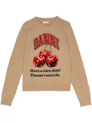 GANNI Intarsia-knit Cherries Jumper