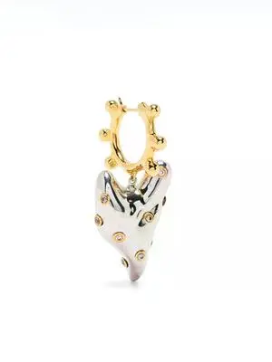 VANN JEWELRY Pierced Heart Single Earring - Silver