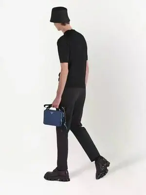 Prada Crew Neck Wool Jumper With Embroidered Logo