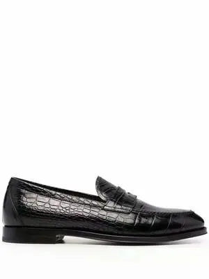 SCAROSSO Stefano Crocodile-embossed Loafers - Black