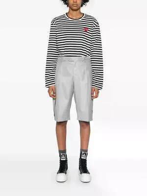 Play Comme Des Garcon Heart-patch Striped T-shirt - Black