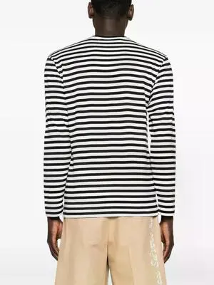 Play Comme Des Garcon Heart-patch Striped T-shirt - Black