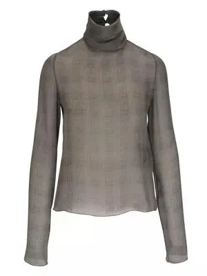 Saint Laurent Checked Silk Blouse