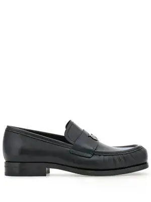 FERRAGAMO Gancini-plaque Leather Loafers