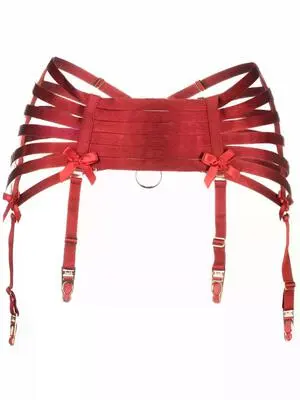 BORDELLE Webbed Suspender Belt - Red