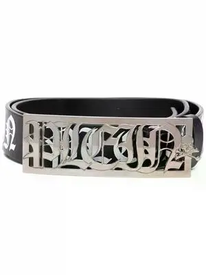 Philipp Plein Logo-plaque Leather Belt - Black
