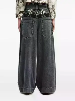 Palm Angels Monogram-pattern Wide-leg Jeans