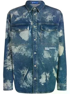 Karl Lagerfeld Bleached Recycled-cotton Shirt - Blue