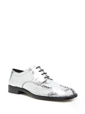 MAISON MARGIELA Tabi Mirror-effect Lace-up Brogues - Silver