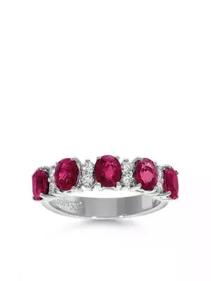 LEO PIZZO 18kt White Gold Diamond And Ruby Eternity Band Ring - Silver