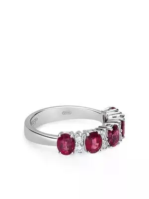LEO PIZZO 18kt White Gold Diamond And Ruby Eternity Band Ring