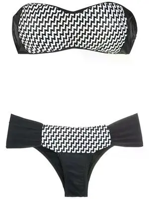 AMIR SLAMA Ruched Print Bikini Set - Black