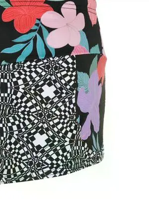AMIR SLAMA Striped Panels Hibiscus Swimming Trunks