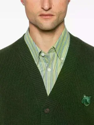 Maison Kitsuné Fox-patch Cardigan - Green