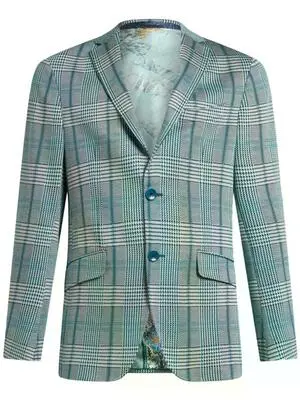 Etro Glen Plaid Jersey Blazer - Blue