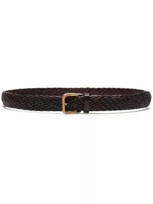 Brunello Cucinelli Interwoven Leather Belt - Brown