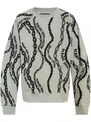 Versace Chain Link Print Crewneck Sweatshirt - Grey