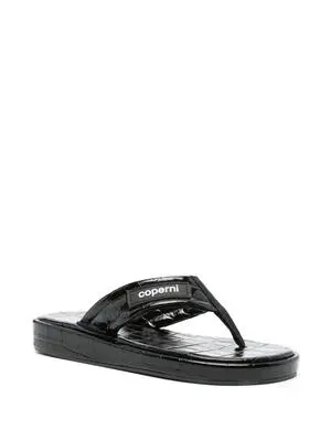 Coperni Crocodile-embossed Leather Flip Flops