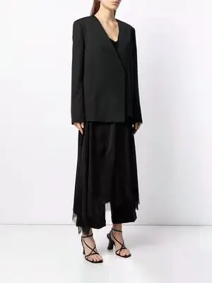Goen.j Silk-wool Blend Wrap Blazer
