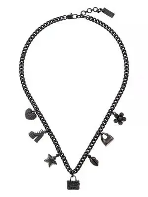 Marc Jacobs The Mini Icon Pave-charm Necklace - Black