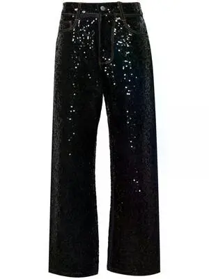 P.a.r.o.s.h Sequin-embellished Straight Jeans - Black