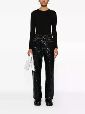 P.a.r.o.s.h Sequin-embellished Straight Jeans - Black