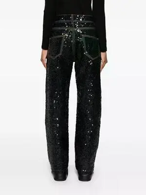 P.a.r.o.s.h Sequin-embellished Straight Jeans - Black