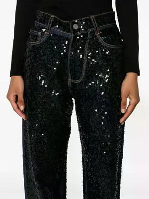 P.a.r.o.s.h Sequin-embellished Straight Jeans - Black
