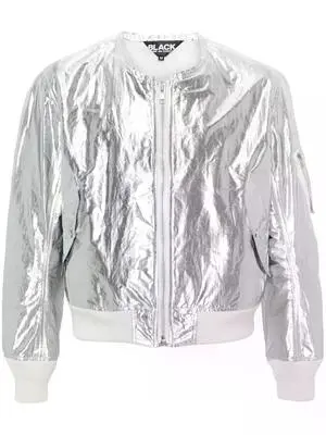 Comme Des Garçons Metallic-finish Bomber Jacket - Silver