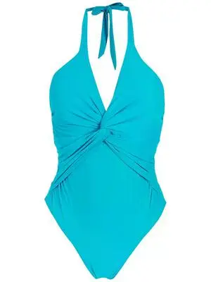 AMIR SLAMA V-neck One-piece Swimsuit - Blue