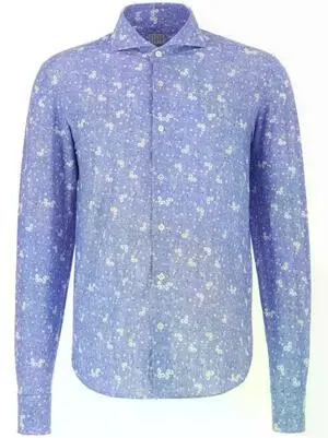 4FF Floral-print Shirt - Blue